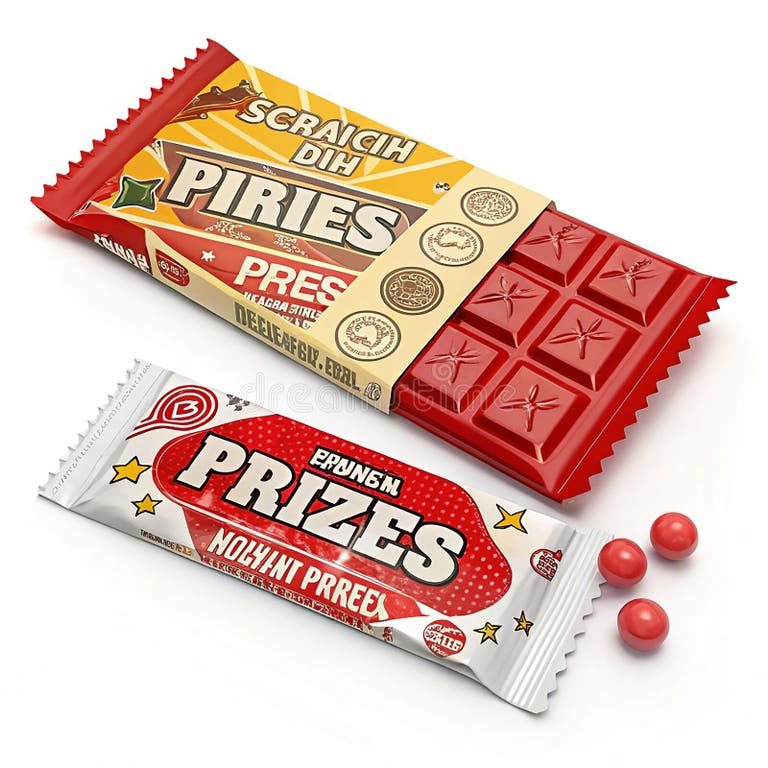 Scratch and Win Style Candy Bar Wrapper with Hidden Prizes Stock ...