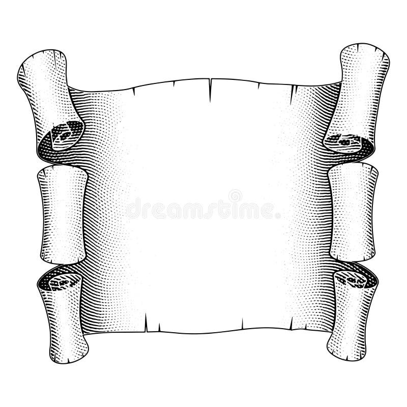 Scratchboard Engraved Curled Big Banner Stock Vector - Illustration of ...