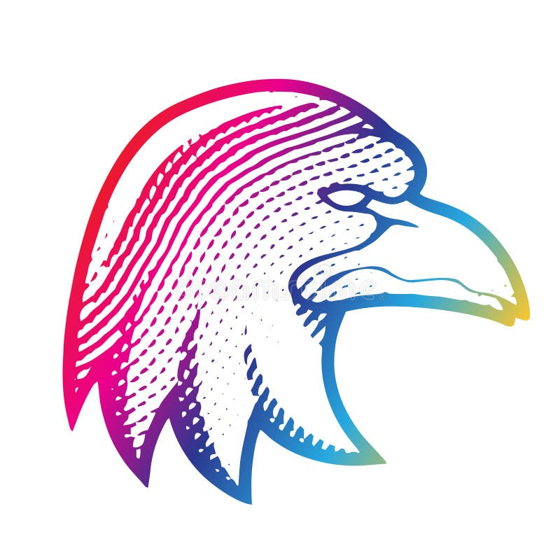 Scratchboard Engraved Eagle in Rainbow Colors Stock Vector ...