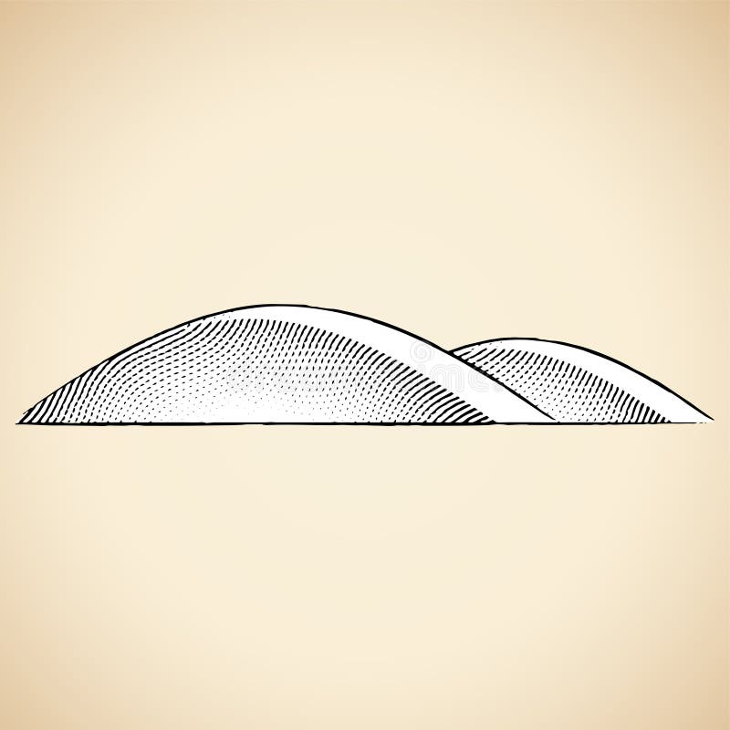 Scratchboard Engraved Illustration of Hills with White Fill Stock ...