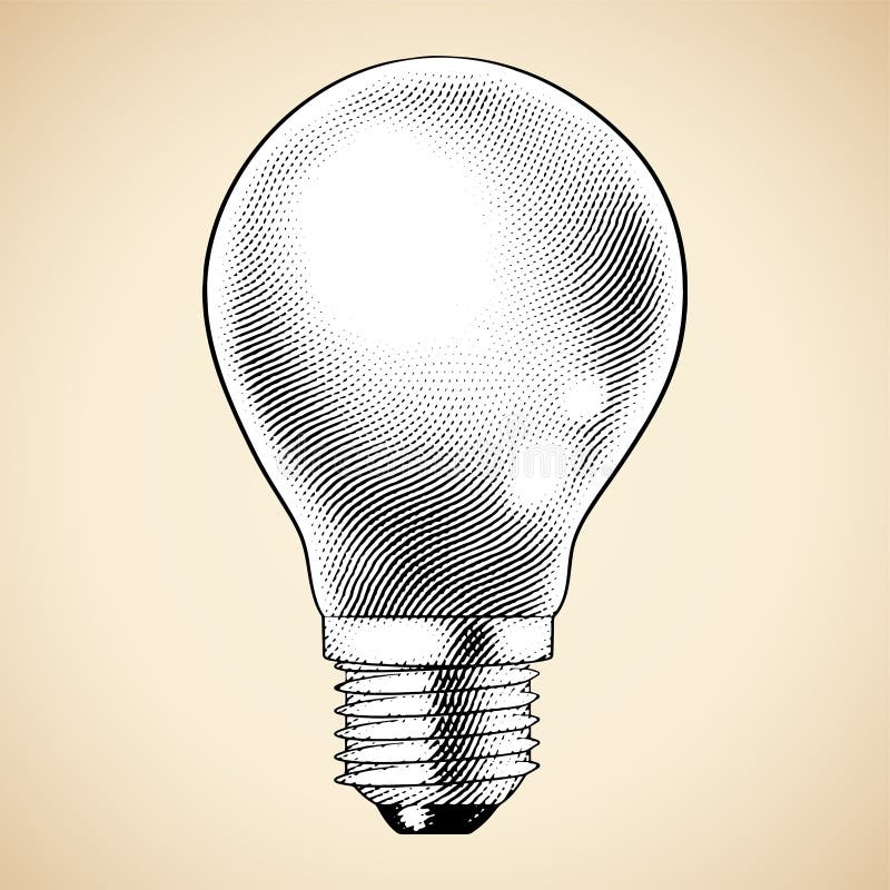 Scratchboard Engraved Lightbulb with White Fill Stock Vector ...