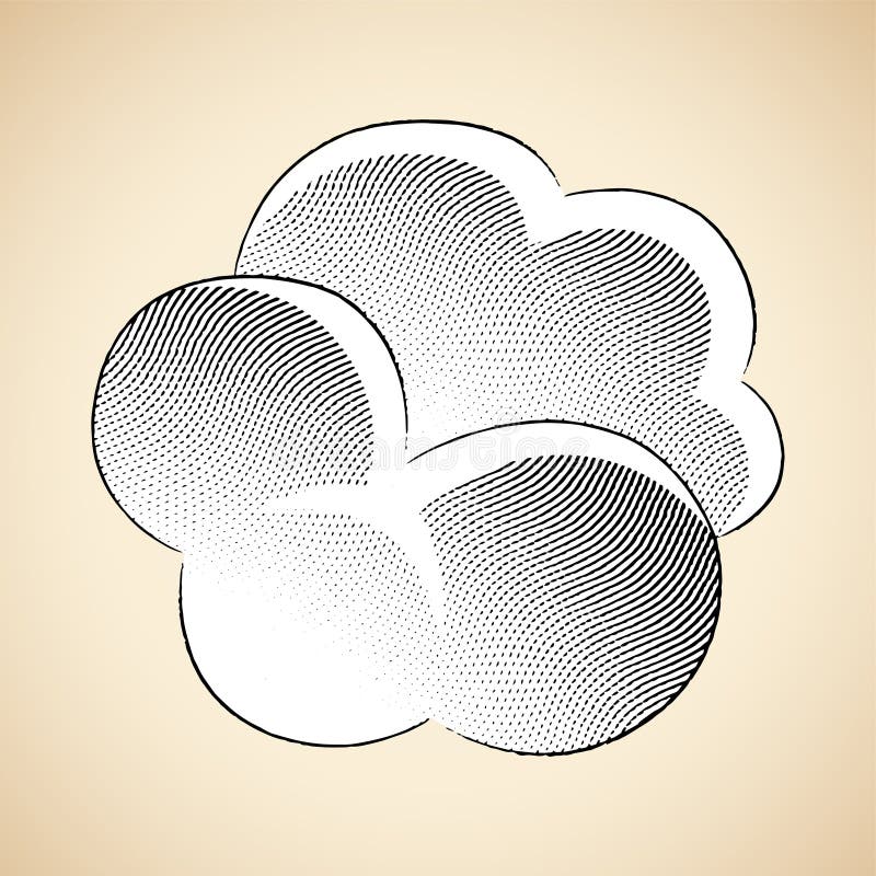 Scratchboard Engraved Puffy Cloud with White Fill Stock Vector ...