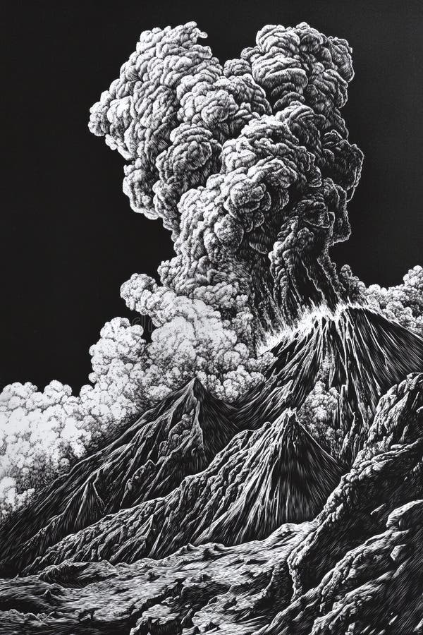 Volcano Black White Stock Illustrations – 3,651 Volcano Black White ...