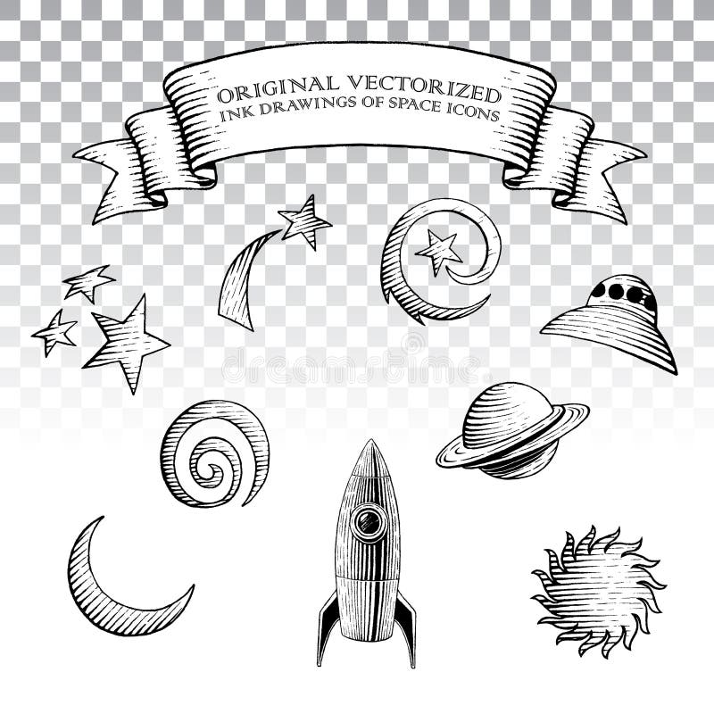 A set of fun space icons stock vector. Illustration of logo - 5800732