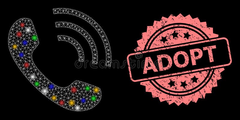 Scratched Adopt Seal and Network Phone Call with Light Spots Stock ...