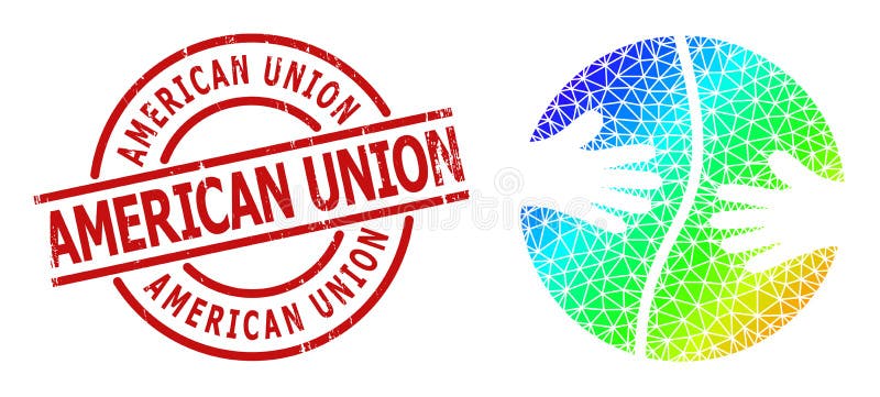 Scratched American Union Watermark and Triangle Filled Rainbow ...