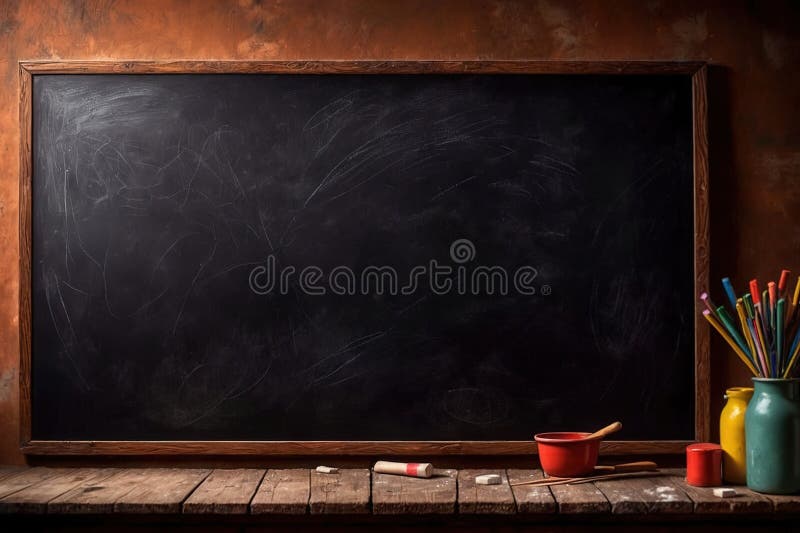 Scratched Black Board Chalkboard for Writing Education in School Stock ...