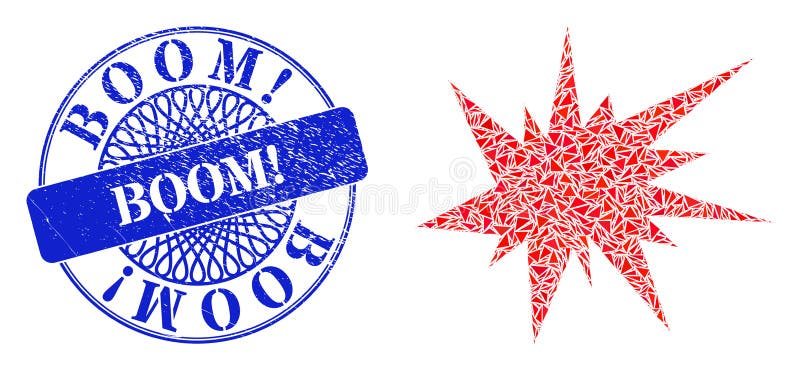 Scratched Boom! Stamp and Triangle Boom Mosaic Stock Vector ...