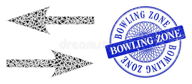 Scratched Bowling Zone Stamp and Triangle Horizontal Exchange Arrows ...