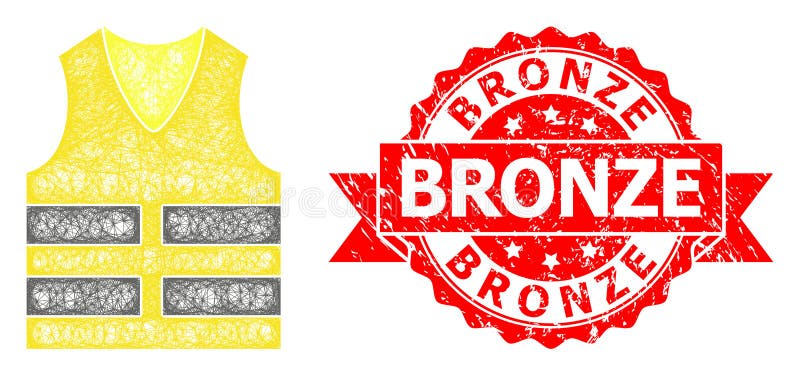 Scratched Bronze Stamp and Net Yellow Vest Icon Stock Vector ...