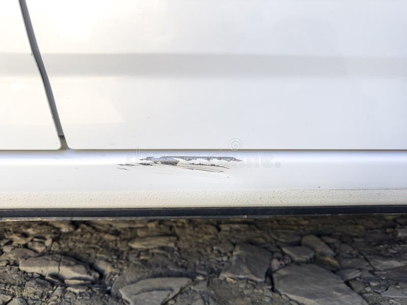 Scratched Car Door Paint with Rust Spot Close-up Stock Photo - Image of ...