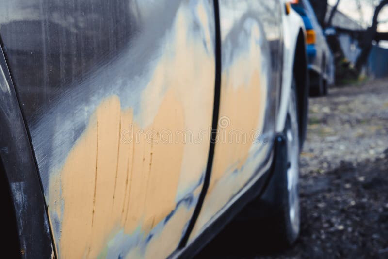 Scratched a car door stock image. Image of auto, crumple - 114760547