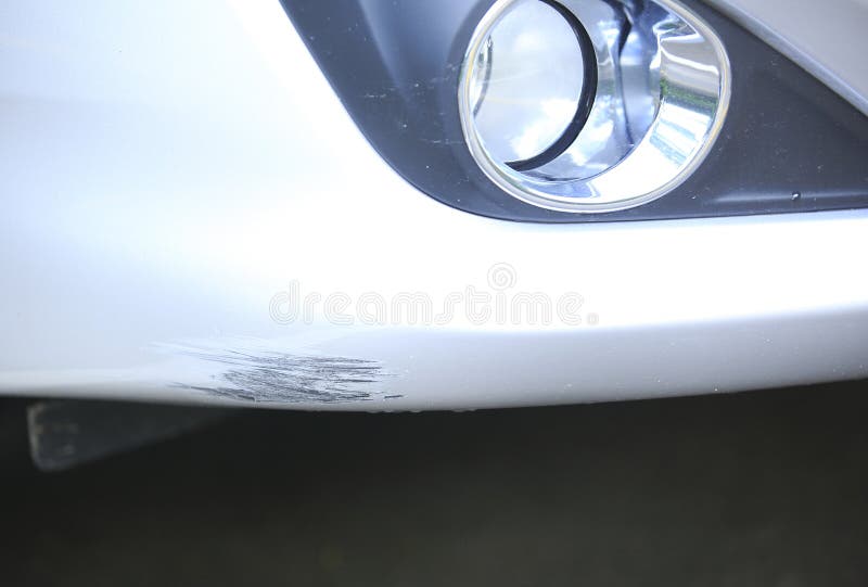 Scratched car front bumper stock image. Image of skin - 32631483
