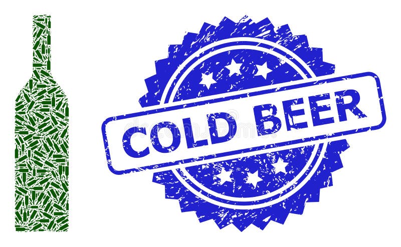 Scratched Cold Beer Watermark and Recursion Wine Bottle Icon ... Scratched Cold Beer Watermark and Recursion Wine Bottle Icon ...