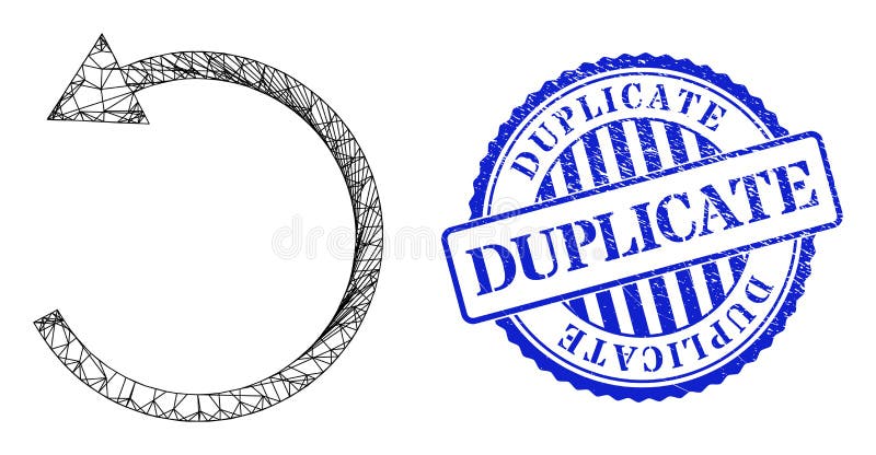 Scratched Duplicate Stamp Seal and Network Rotate Left Arrow Web Mesh ...
