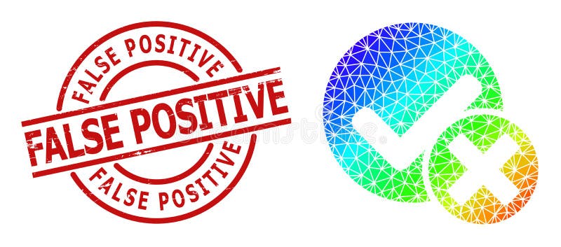 Scratched False Positive Stamp and Lowpoly Rainbow False Positive Icon ...