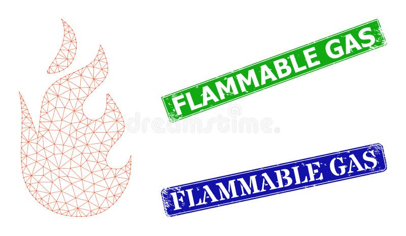 Scratched Flammable Gas Badges and Polygonal Mesh Fire Flame Icon Stock ... Scratched Flammable Gas Badges and Polygonal Mesh Fire Flame Icon Stock ...