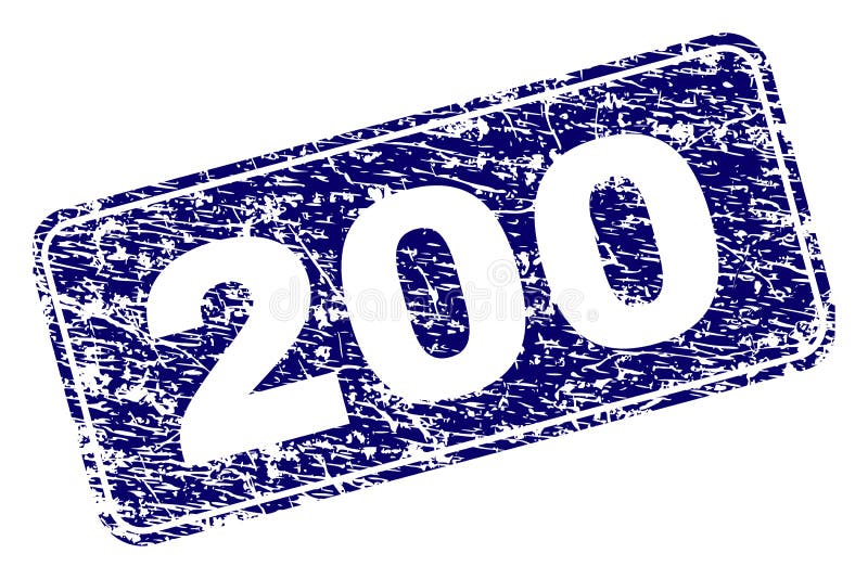 Scratched 200 Framed Rounded Rectangle Stamp Stock Vector