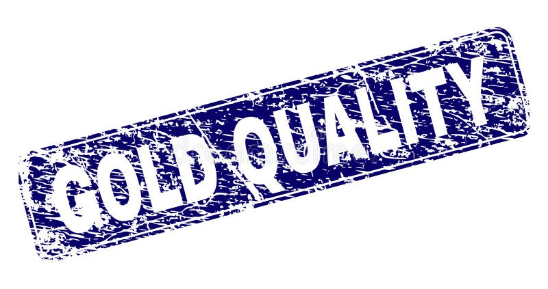 Scratched Gold Quality Framed Rounded Rectangle Stamp Stock Vector