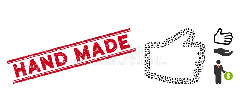 Scratched Hand Made Line Stamp with Mosaic Hand Icon Stock Illustration ...