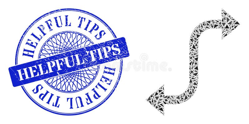 Scratched Helpful Tips Stamp Seal and Triangle Opposite Bend Arrow ...