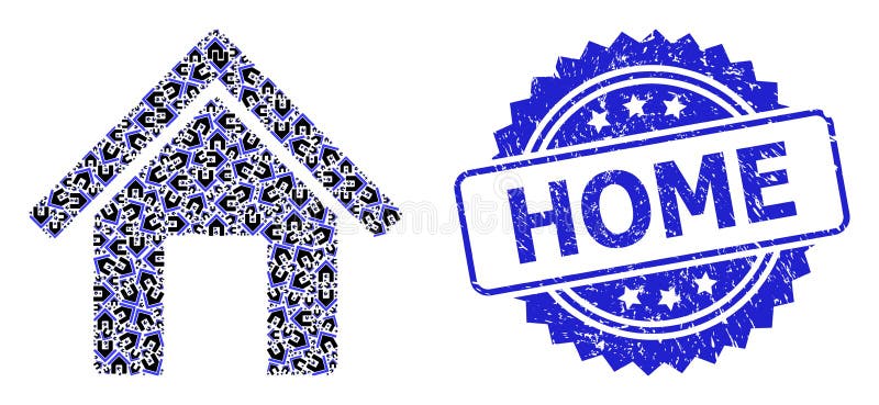 Scratched Home Watermark and Recursive Home Icon Composition Stock ...