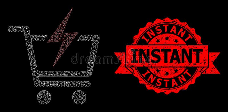 Scratched Instant Stamp Seal and Web Net Instant Shopping Stock Vector ...