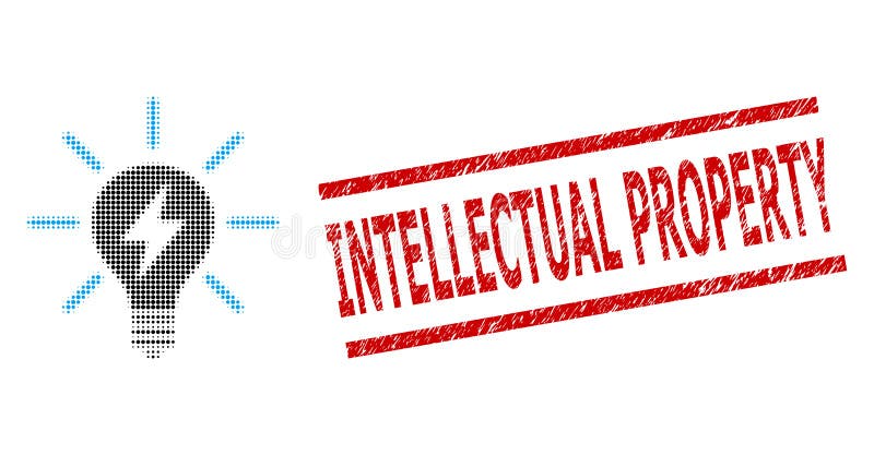 Scratched Intellectual Property Seal Stamp and Halftone Dotted Electric ... Scratched Intellectual Property Seal Stamp and Halftone Dotted Electric ...