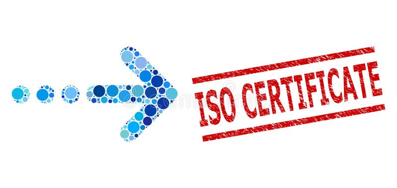 Scratched ISO Certificate Stamp and Send Right Mosaic of Round Dots ...