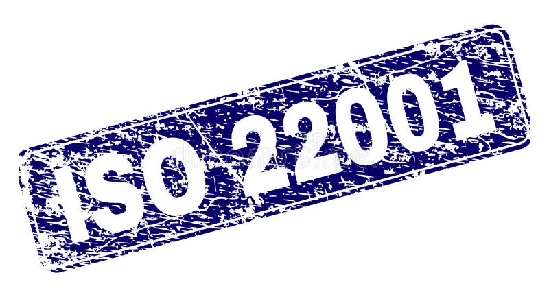 Scratched ISO 22001 Framed Rounded Rectangle Stamp Stock Vector ...