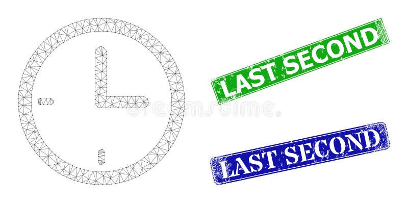 Scratched Last Second Seals and Triangular Mesh Clock Icon Stock Vector ...