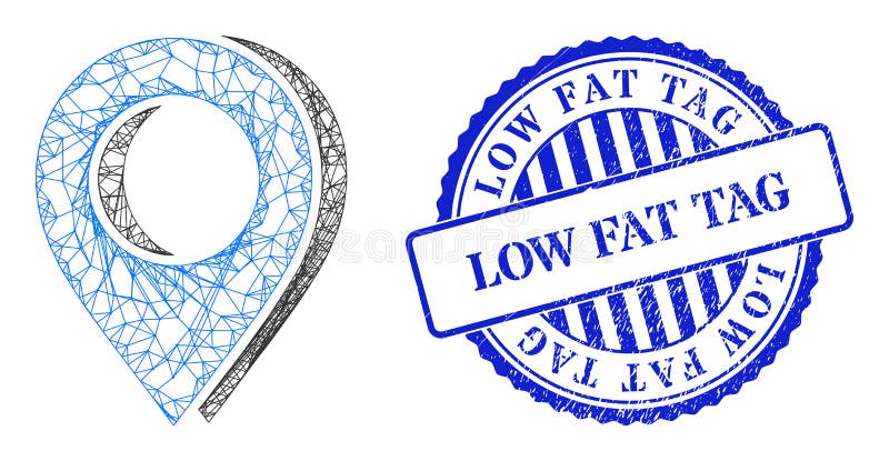 Scratched Low Fat Tag Seal and Net Map Marker Shadow Mesh Stock Vector ...