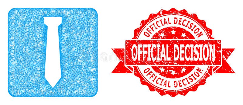 Scratched Official Decision Stamp Seal and Network Tie Icon Stock ...