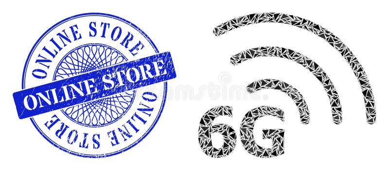 Scratched Online Store Badge and Triangle 6G Internet Mosaic Stock ... Scratched Online Store Badge and Triangle 6G Internet Mosaic Stock ...