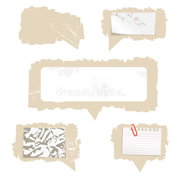 Scratched Paper Speech Clouds Stock Vector - Illustration of crumpled ...