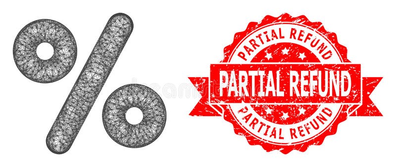 Scratched Partial Refund Stamp Seal and Linear Percent Icon Stock ...