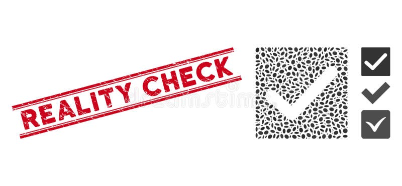 Scratched Reality Check Line Seal with Mosaic Check Icon Stock ...