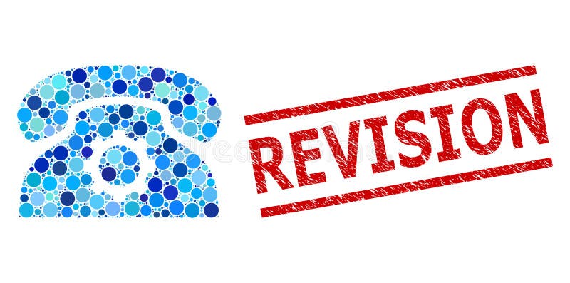 Scratched Revision Stamp Print and Phone Settings Composition of Round ...