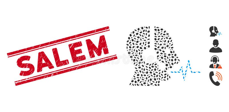 Scratched Salem Line Seal with Mosaic Operator Speech Icon Stock ...