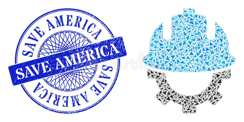 Scratched Save America Stamp Seal and Triangle Development Helmet ...