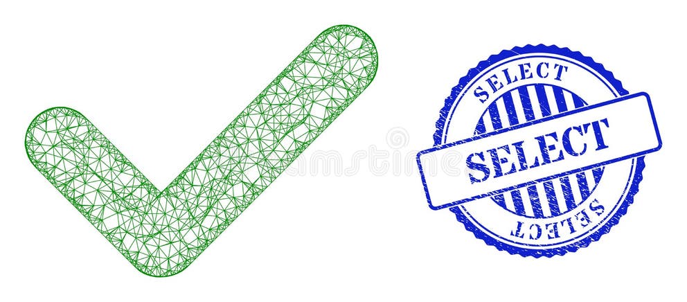 Scratched Select Stamp Seal and Network Valid Web Mesh Stock Vector ...