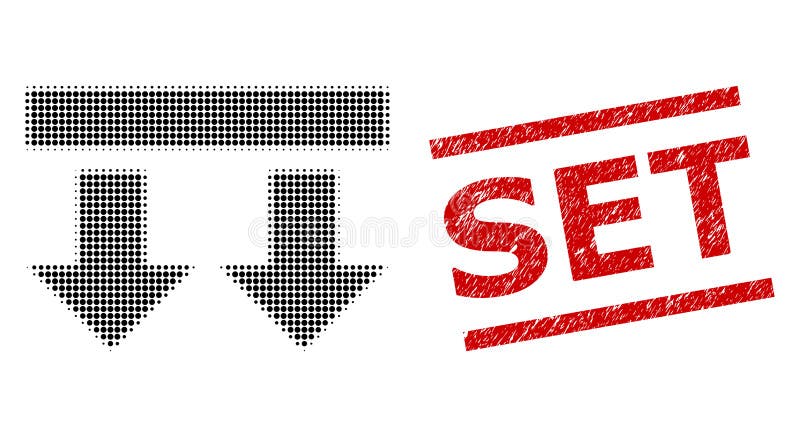 Scratched Set Stamp and Halftone Dotted Bring Down Stock Vector ...
