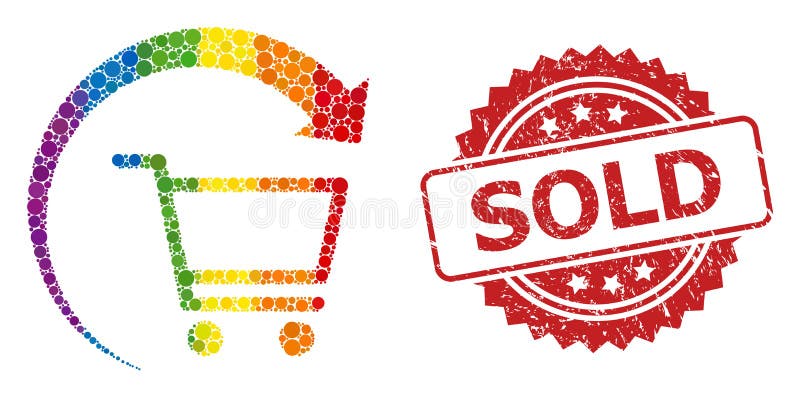 Scratched Sold Stamp and LGBT Repeat Purchase Order Collage Stock ...