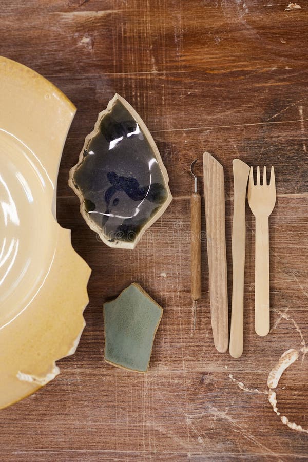 Scratched Table with Clay Tools Stock Photo - Image of object, product ...