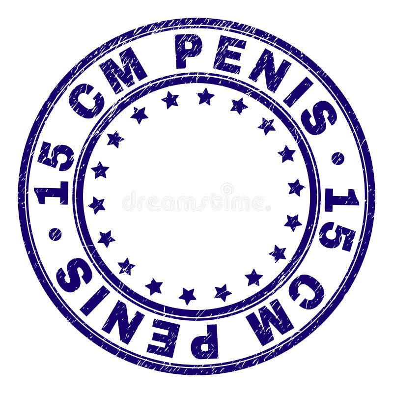 Scratched Textured 15 Cm Penis Round Stamp Seal Stock Vector