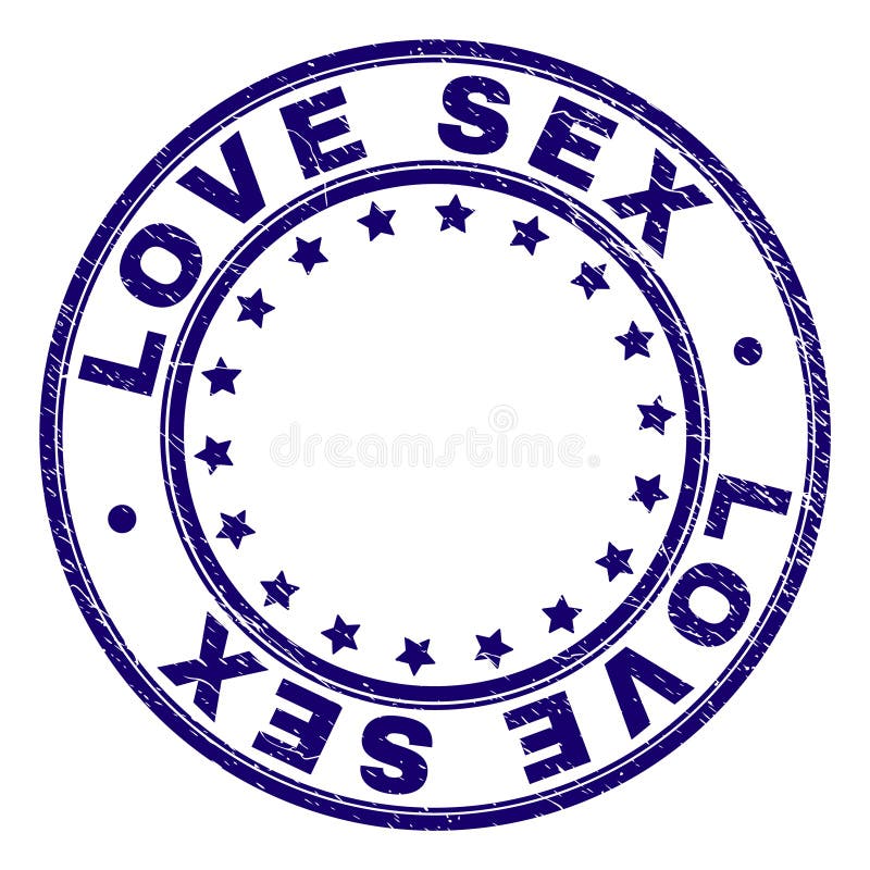 Scratched Textured Love Sex Round Stamp Seal Stock Vector