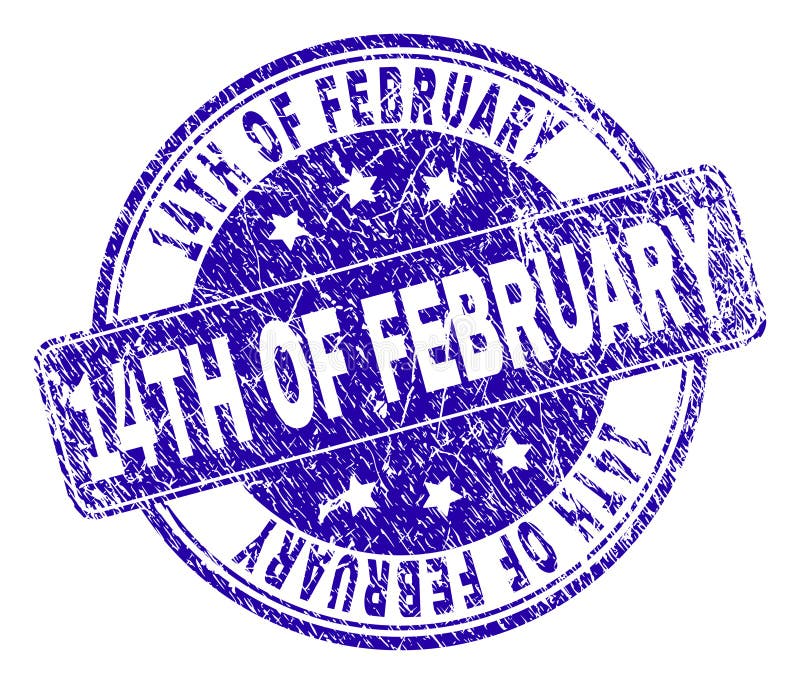 14TH of FEBRUARY Caption on Blue and Red Rectangle Buttons Stock Vector ...