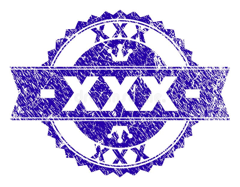 Scratched Textured Xxx Stamp Seal With Ribbon Stock Vector