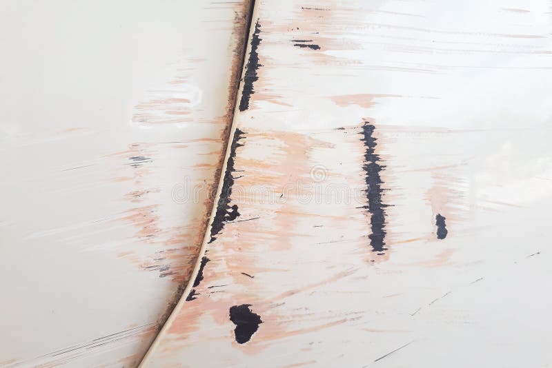 Scratched on the white car stock photo. Image of transportation - 183546588