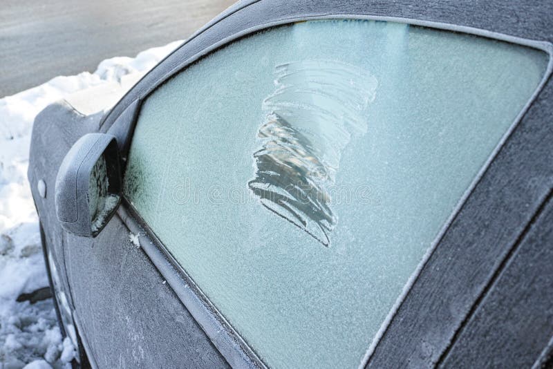 Scratched Window Car in Winter Season. Stock Photo - Image of texture ...